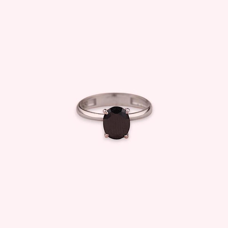 Black Solitaire Ring - Etsy
