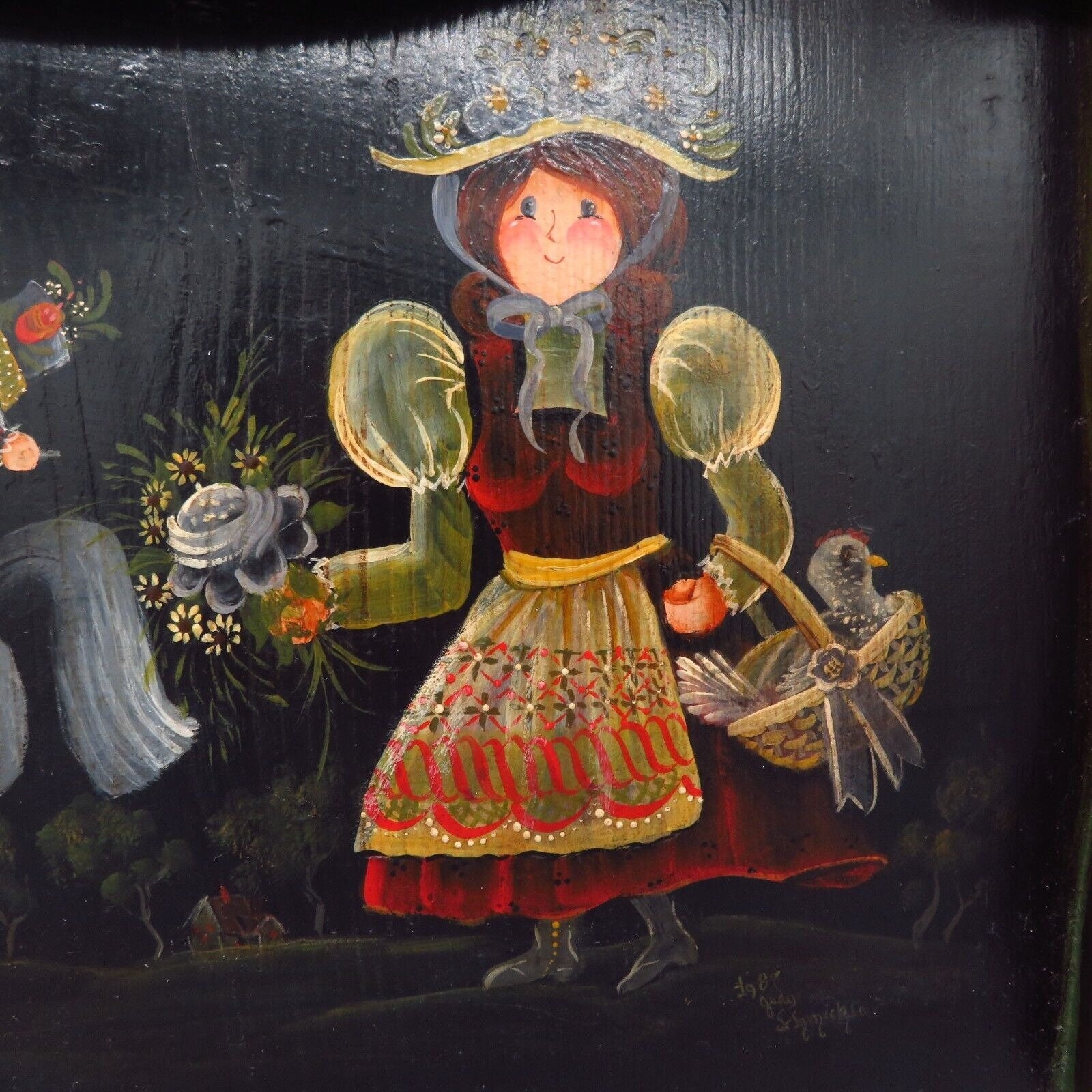 Vintage Dutch Hand Painting Wall Art Wood Folk Art Ready to Hang Signed ...