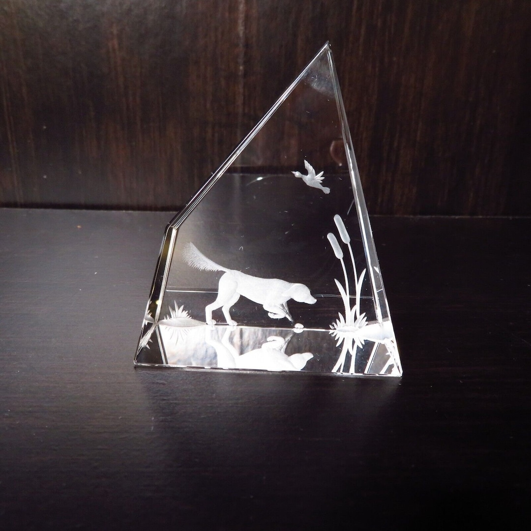 Steinbach Etched 3D Glass Crystal Sculpture Hunting Dog Paperweight AS ...