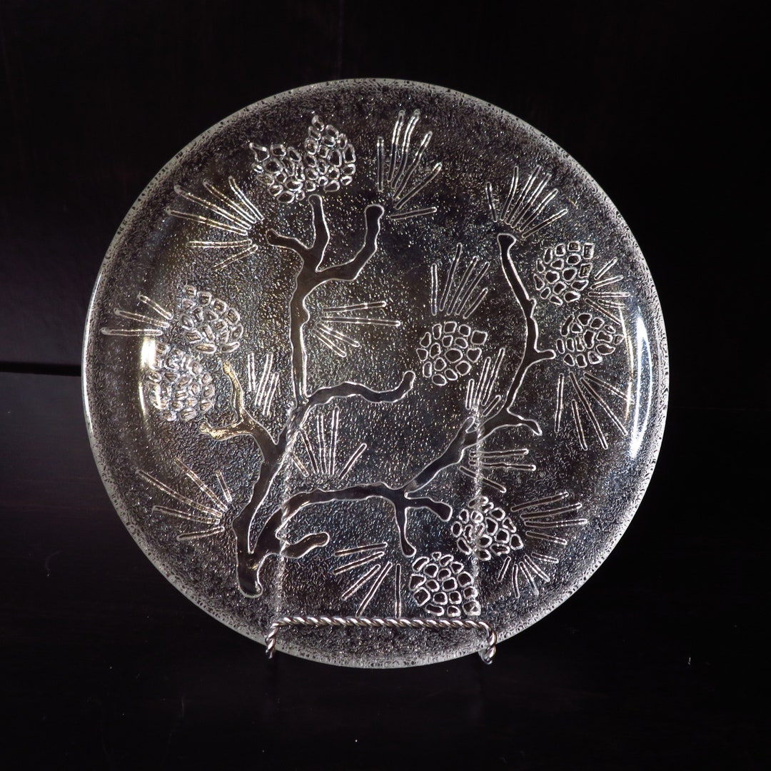 Tiara Ponderosa Pine Clear Glass Plates Luncheon and Dinner Vintage ...