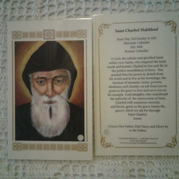 Saint Charbel Prayer Card - Etsy