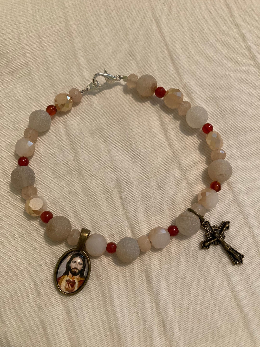 Sacred Heart of Jesus Bracelet, 10mmx14mm Medal of the Sacred Heart ...