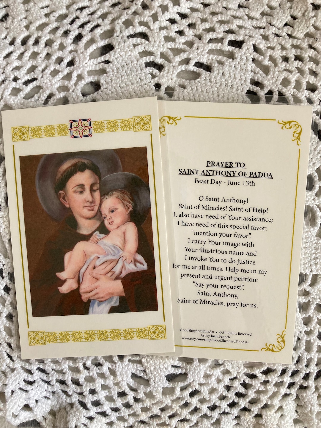 St. Anthony of Padua Laminated, Relic Card or Holy Card - Etsy