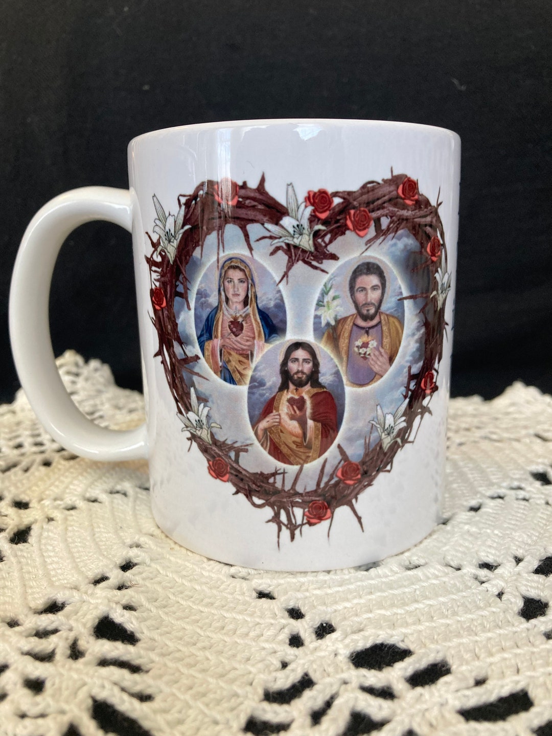 Three Hearts of Jesus, Mary and St Joseph Mug 11 Oz Prayer Mug Coffee ...