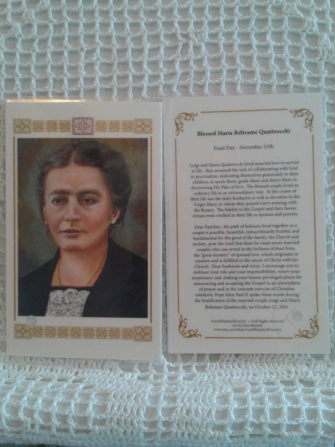 Bl. Maria Beltrame Quattrocchi Laminated Relic Holy-prayer - Etsy