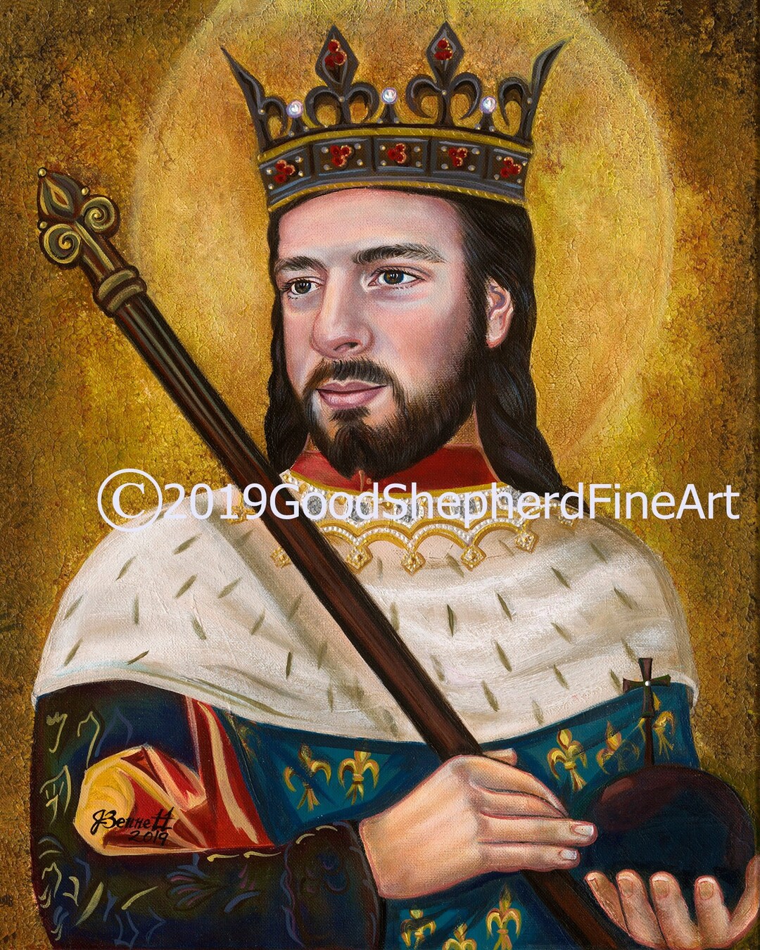 Saint King Louis IX, King of France, Catholic Signed Art Original ...