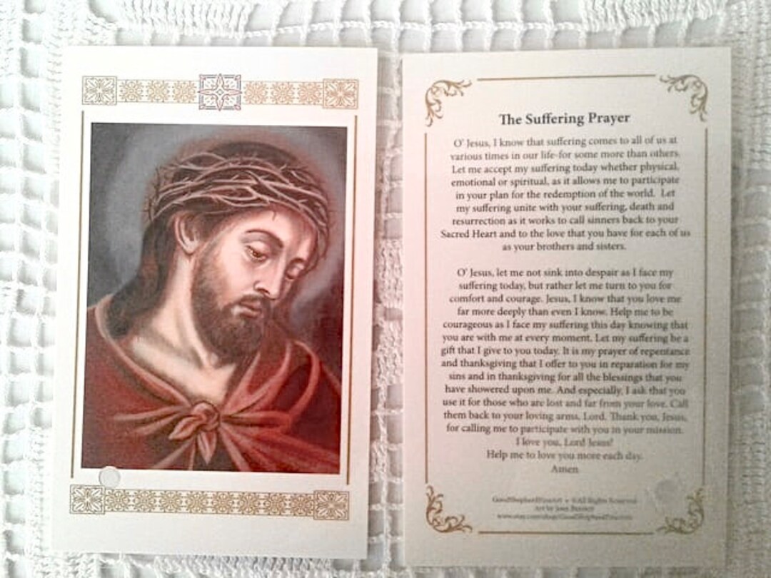 Passion of Jesus Holy Face Prayer Card or Relic Card Sorrowful Christ ...
