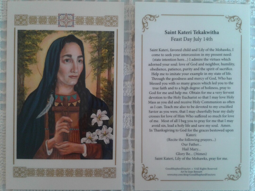 St. Kateri Tekakwitha Lily of the Mohawks Laminated Holy-prayer Card ...
