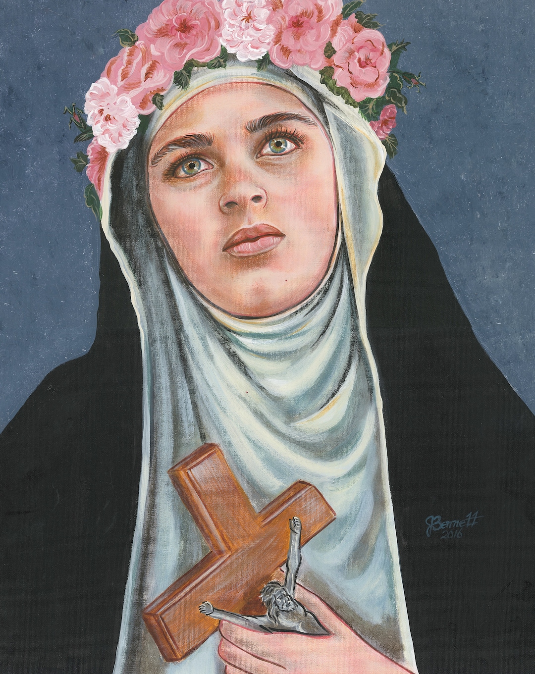 St. Rose of Lima Painting, 16" X 20" Catholic Art, Signed Nun Saint ...