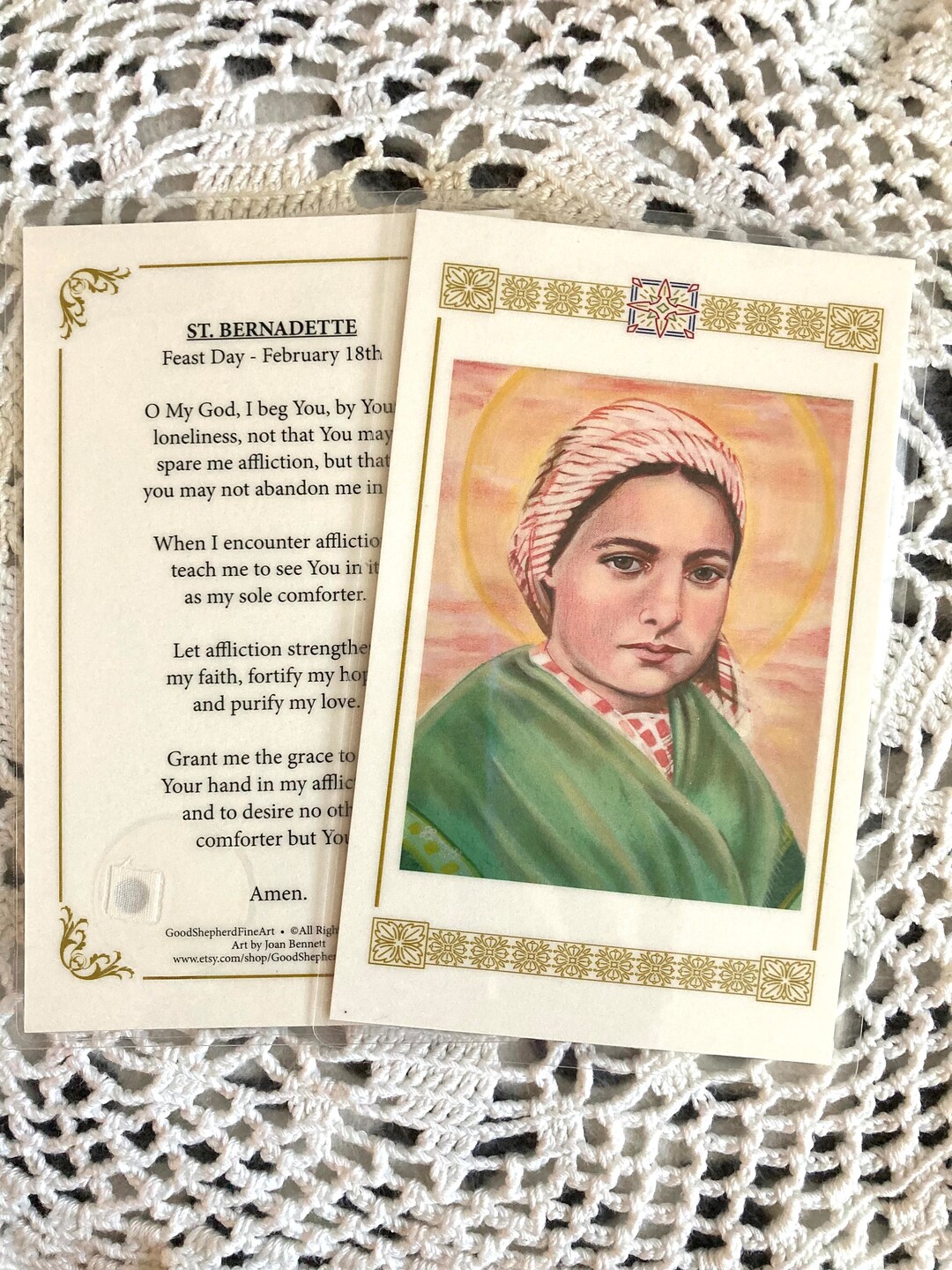 Saint Bernadette Soubirous Relic Card Holy Card Prayer Card Our Lady of Lourdes - Etsy
