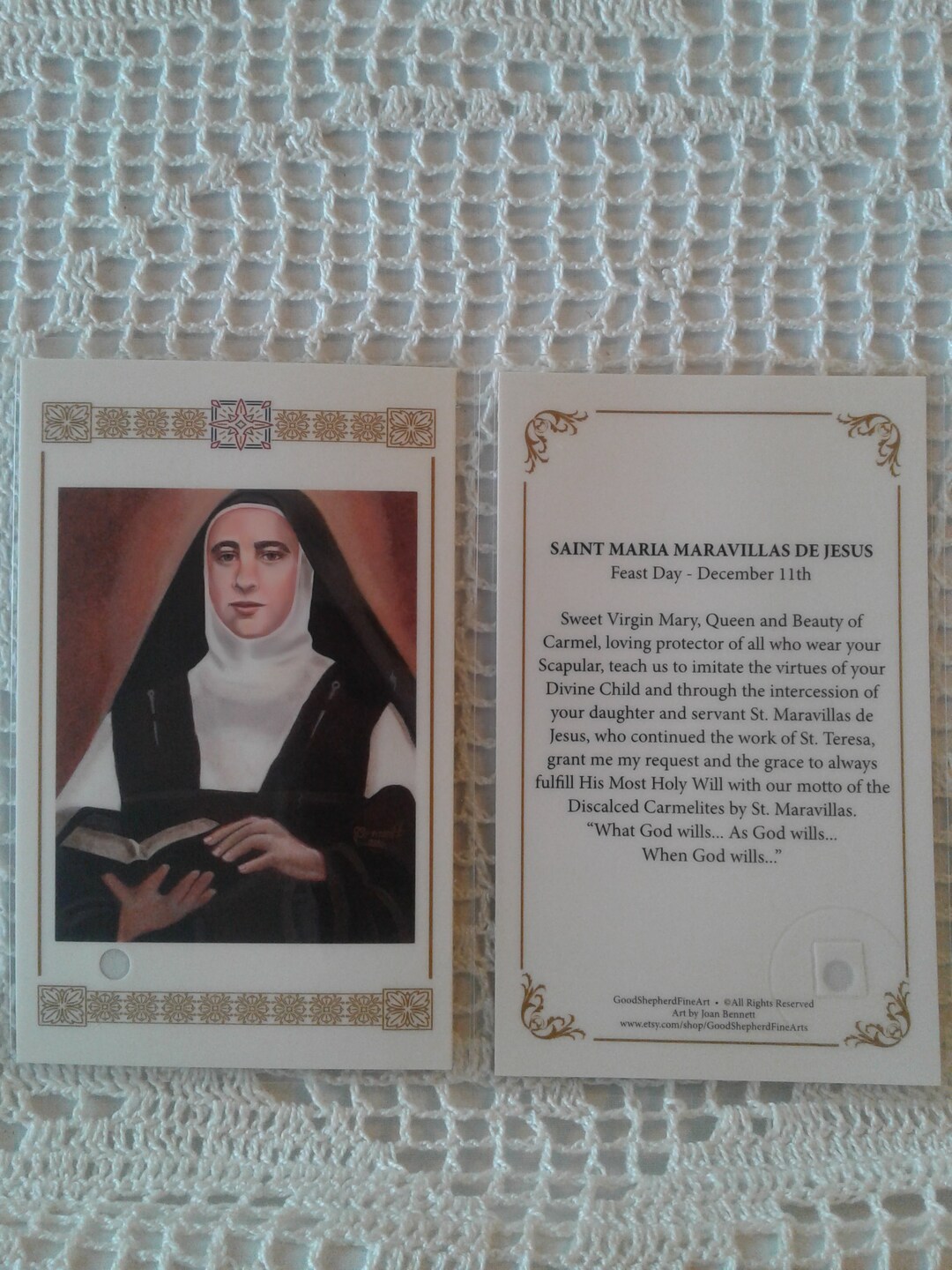 St. Maria Maravillas of Jesus, Laminated, Relic,l Holy-prayer Card on ...
