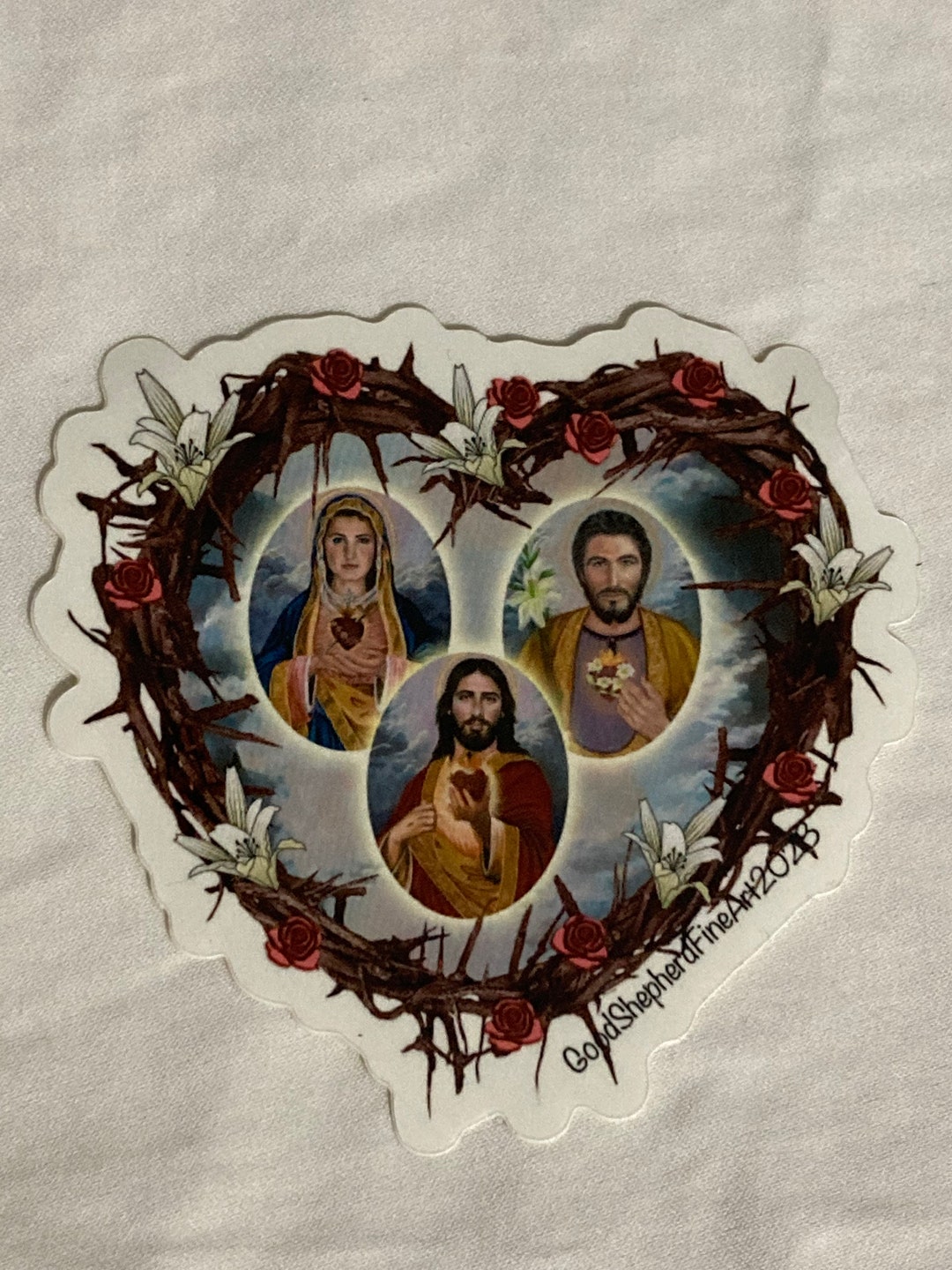 Jesus Mary and Joseph Vinyl Sticker the Three Hearts Sacred Heart of ...