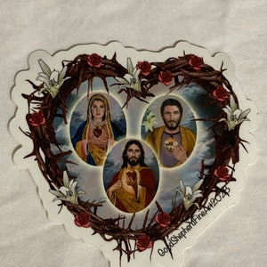 Jesus Mary and Joseph Vinyl Sticker the Three Hearts Sacred Heart of ...