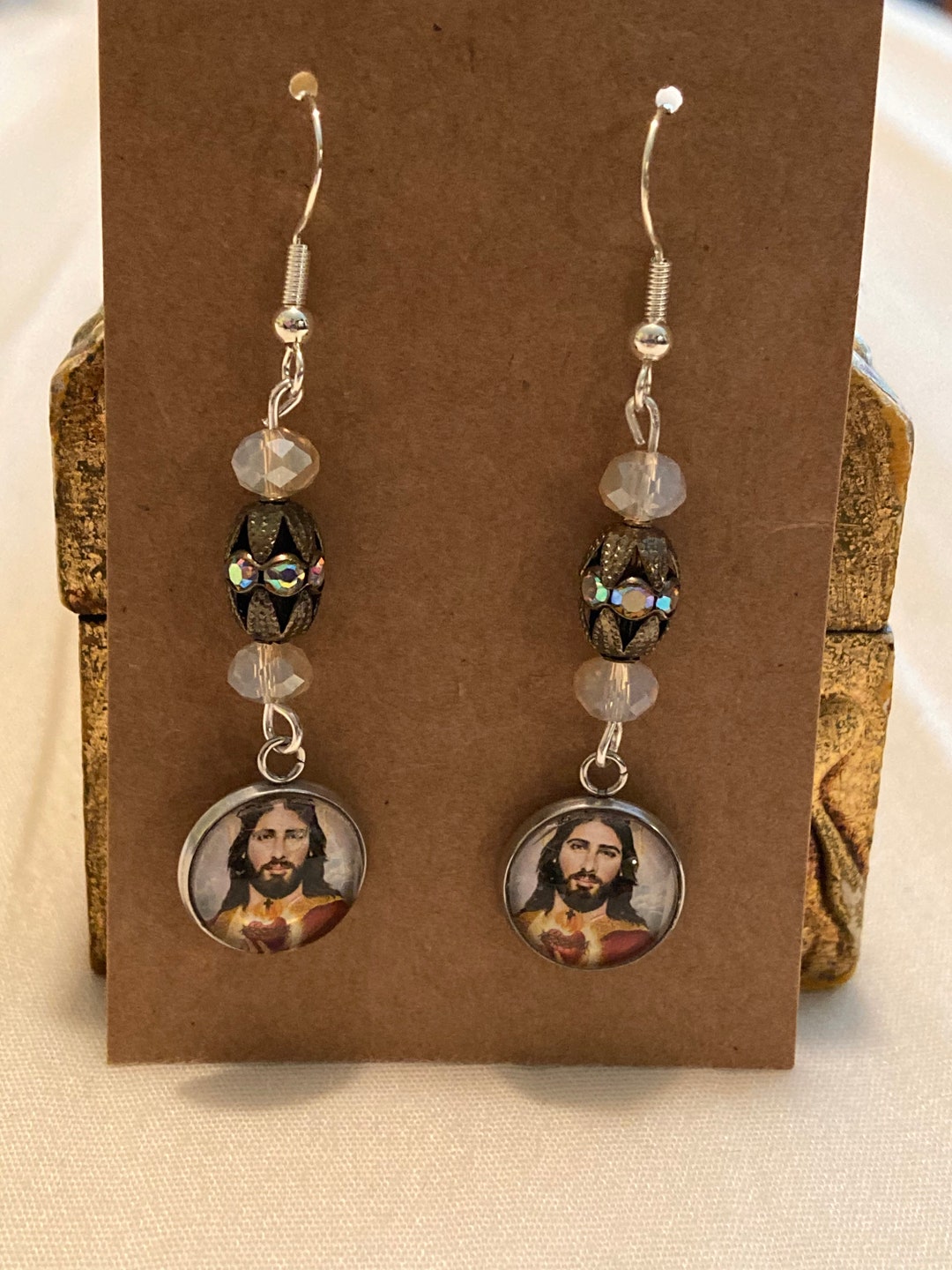 Sacred Heart of Jesus Earrings - Etsy