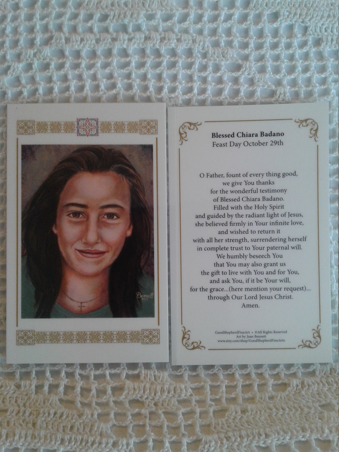 Blessed Chiara Luce Badano, Laminated Holy-prayer Cards on Warm White ...