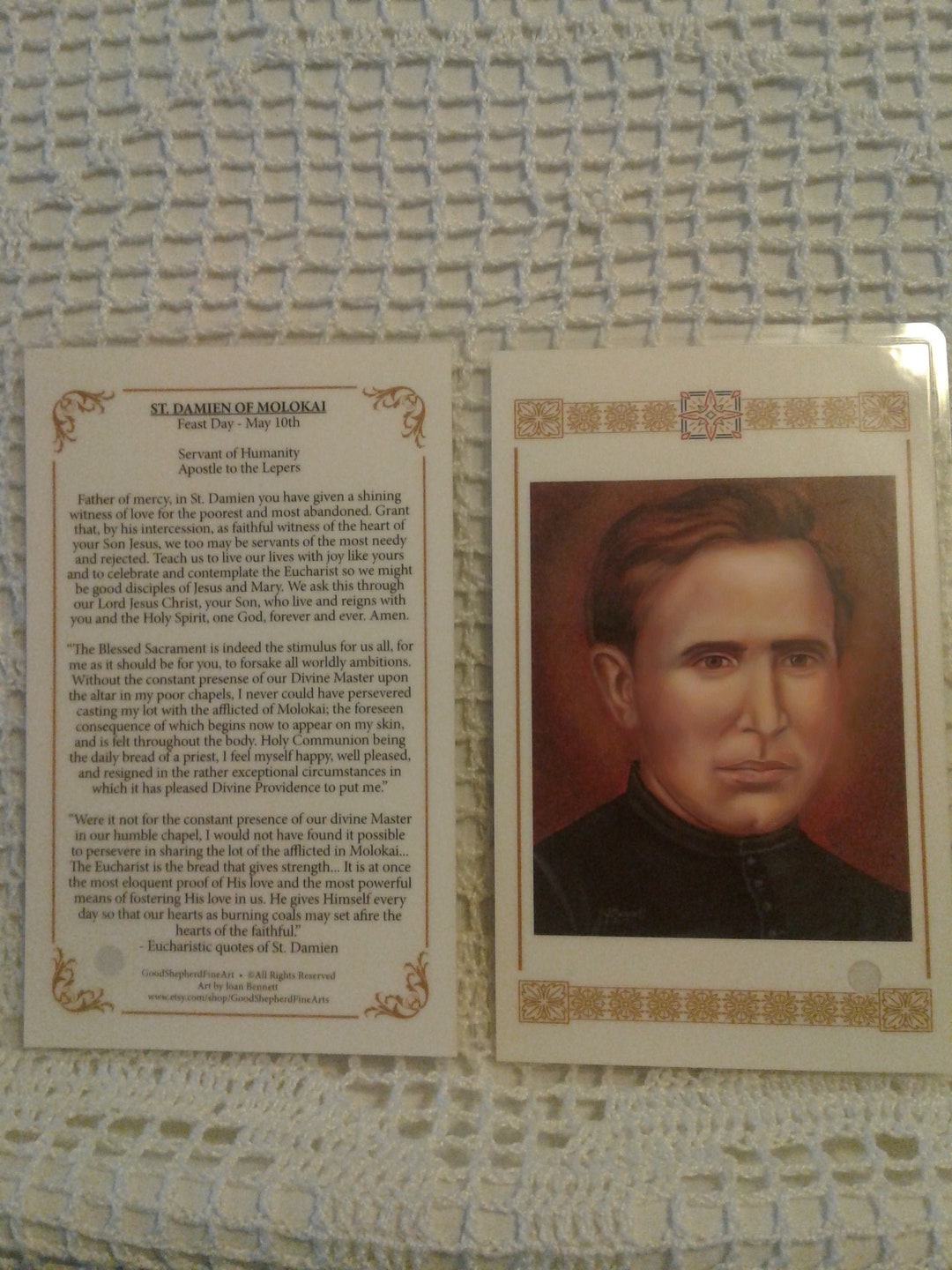 Saint Damien of Molokai, Relic Card Prayer Card Hawaii Priest Healer ...