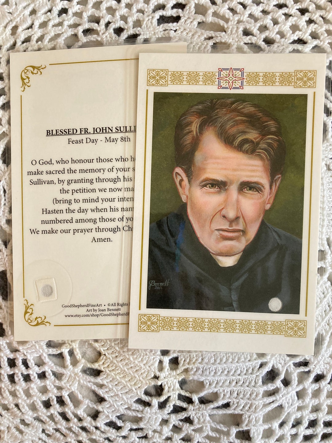 Blessed John Sullivan, 3 5/8"x5.5" Laminated, Relic, Holy-prayer Card ...