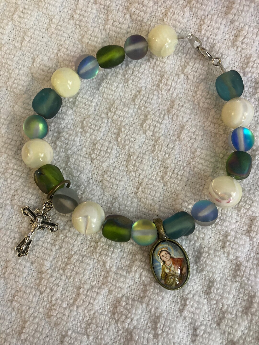 Saint Catherine of Alexandria Bracelet 10mmx14mm Medal Glass Dome ...