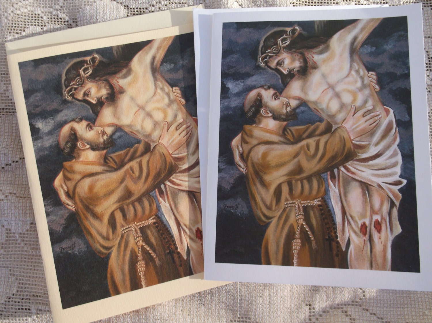 St. Francis of Assisi With Our Lord on the Cross Stationery | Etsy