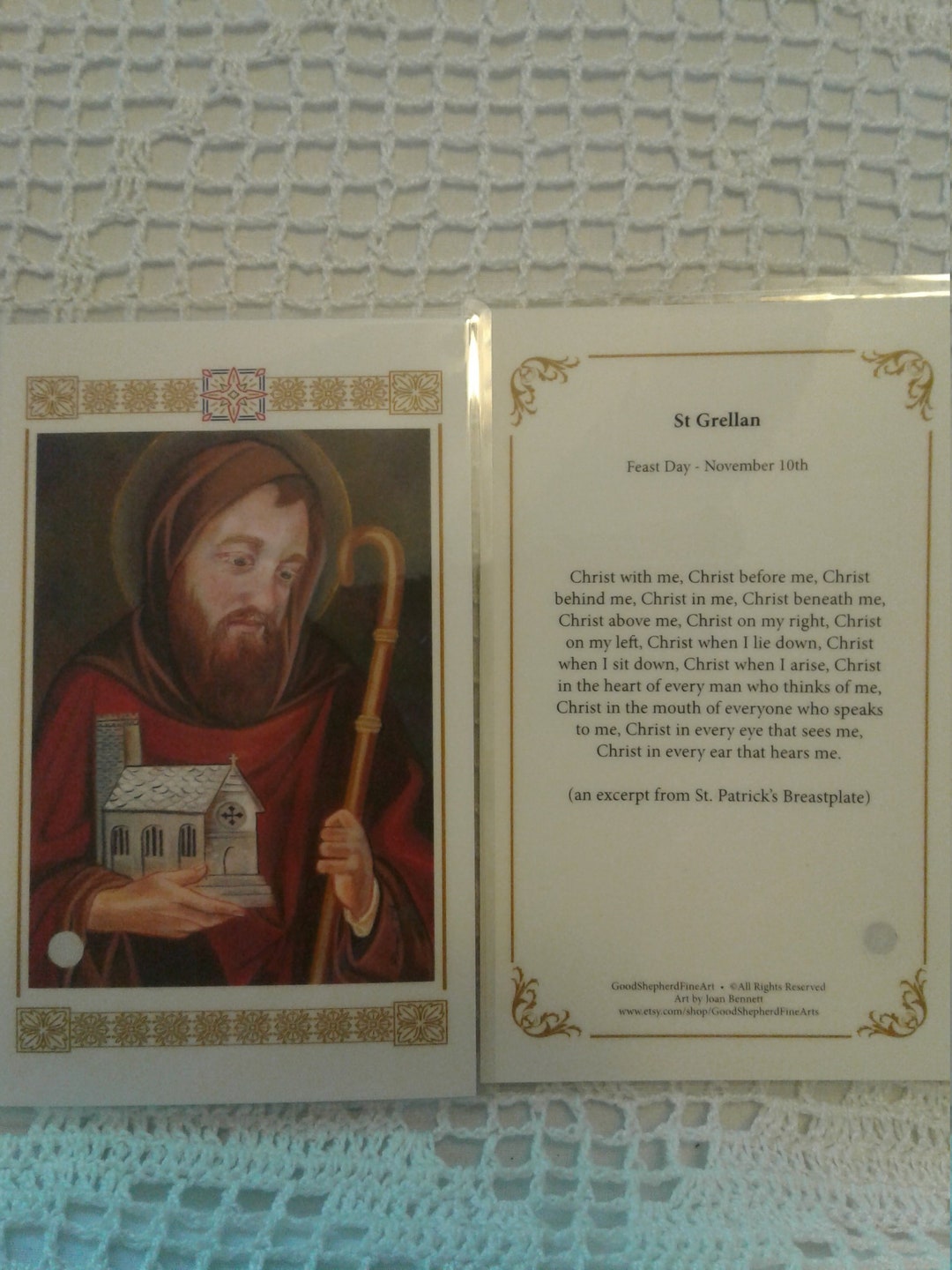 Saint Grellan Laminated Relicholy-prayer Cards on Warm White - Etsy
