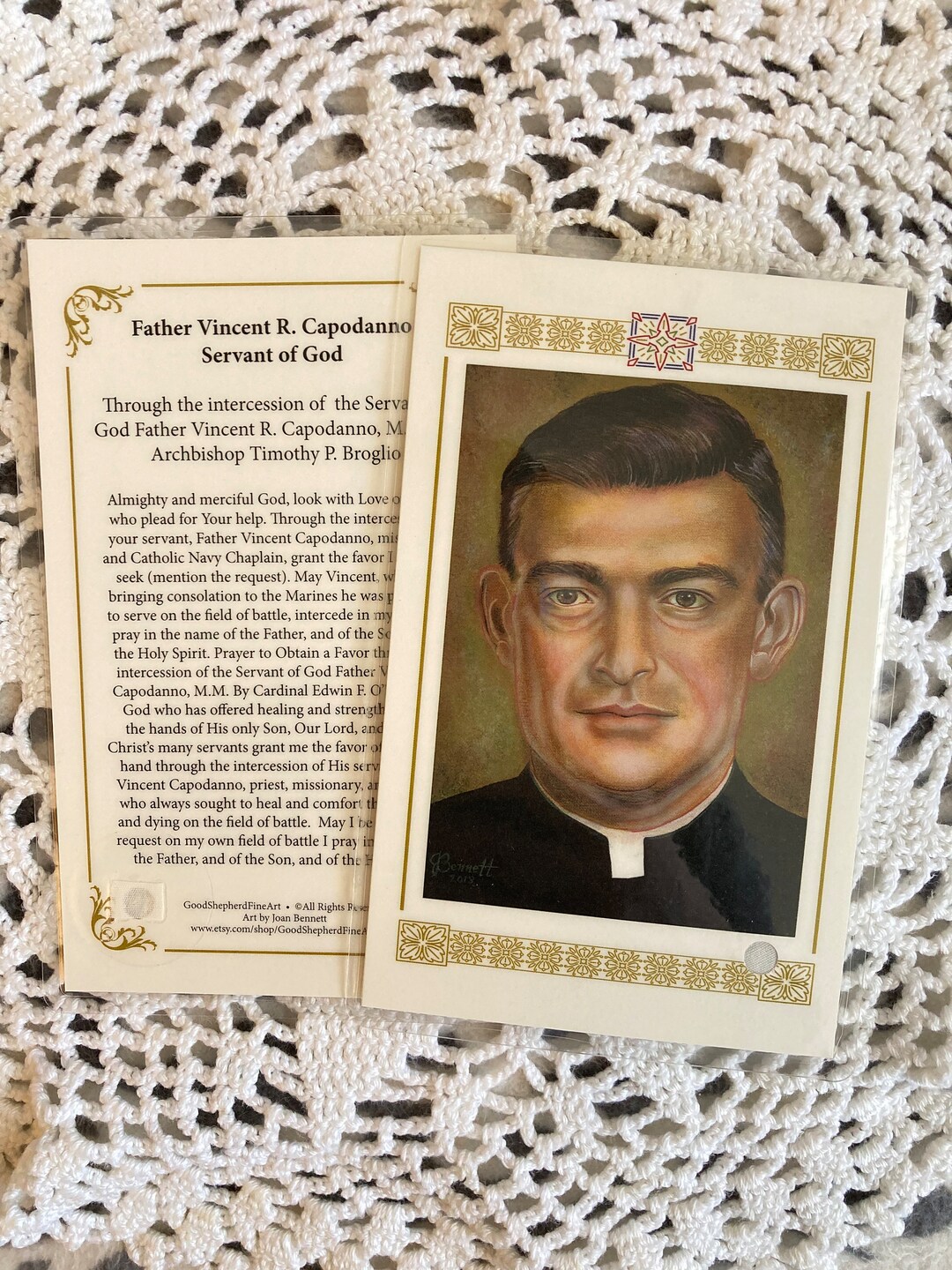 Fr. Vincent Capodanno Navy Chaplain, Laminated Relic or Prayer Card US ...