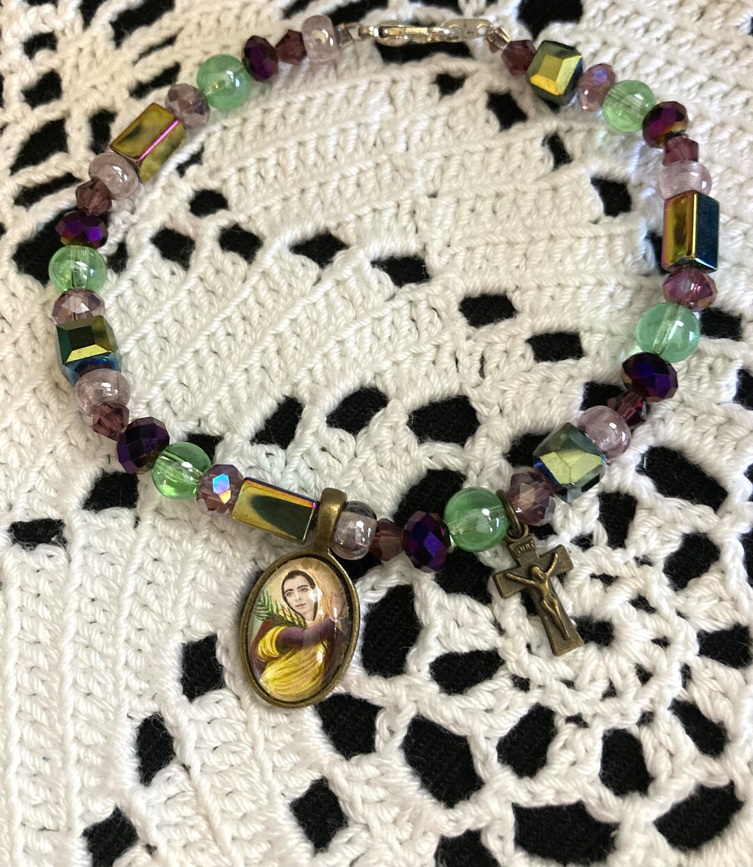 Saint Susanna Virgin Martyr Bracelet 10mmx14mm Medal, Glass Dome ...