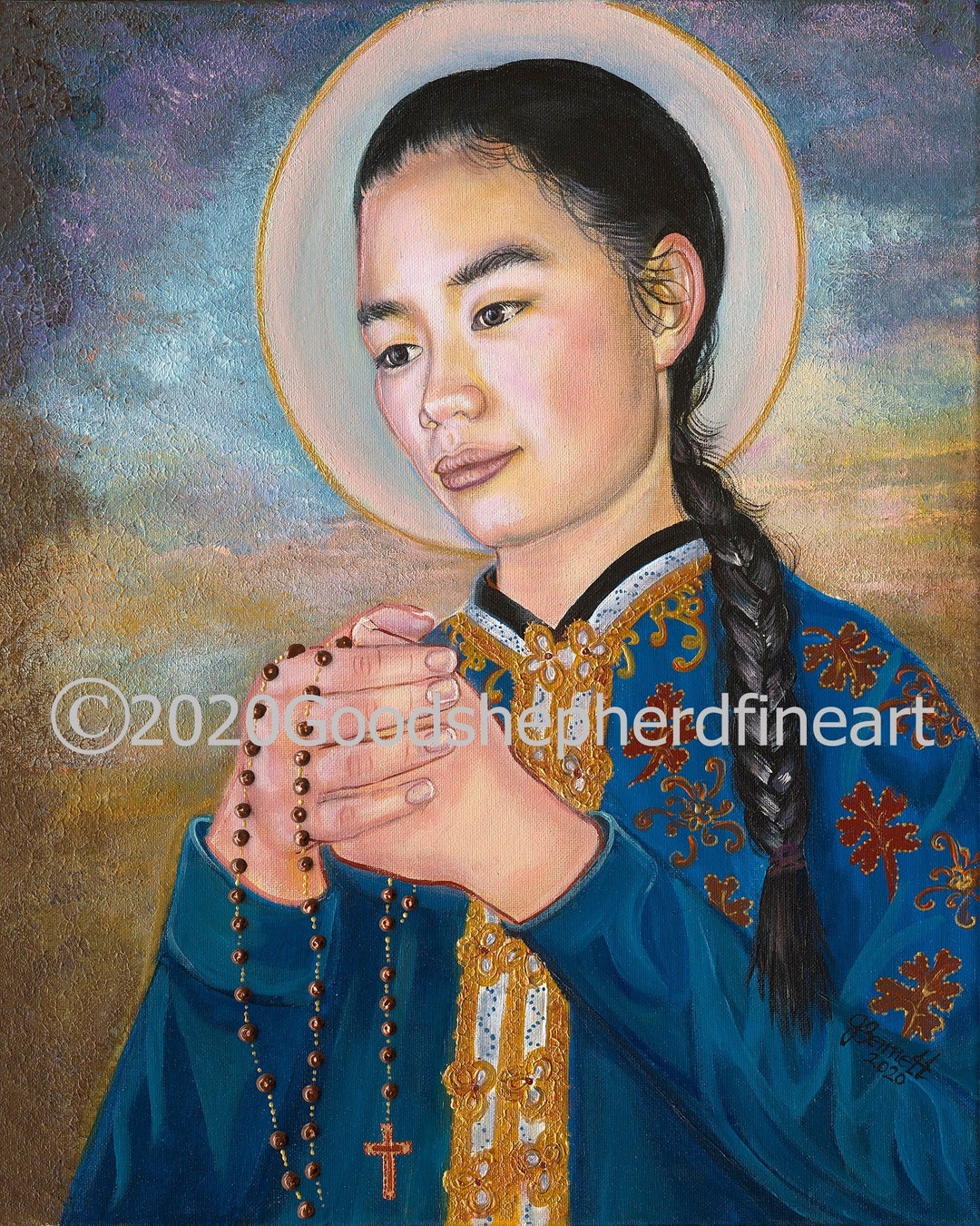 Saint Anna Wang, Chinese Young Christian Virgin Martyr 16x20 OOAK ...