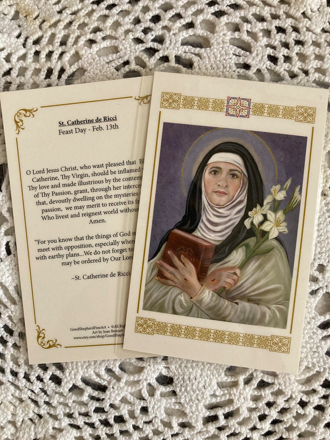 St. Catherine De' Ricci Laminated Relic, or Prayer Card - Etsy