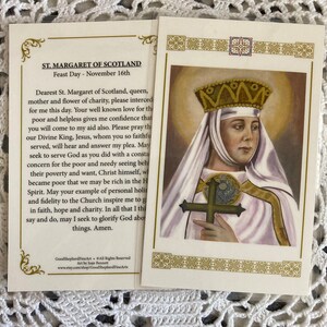 Saint Margaret of Scotland, Laminated Relic Card or Prayer Card - Etsy