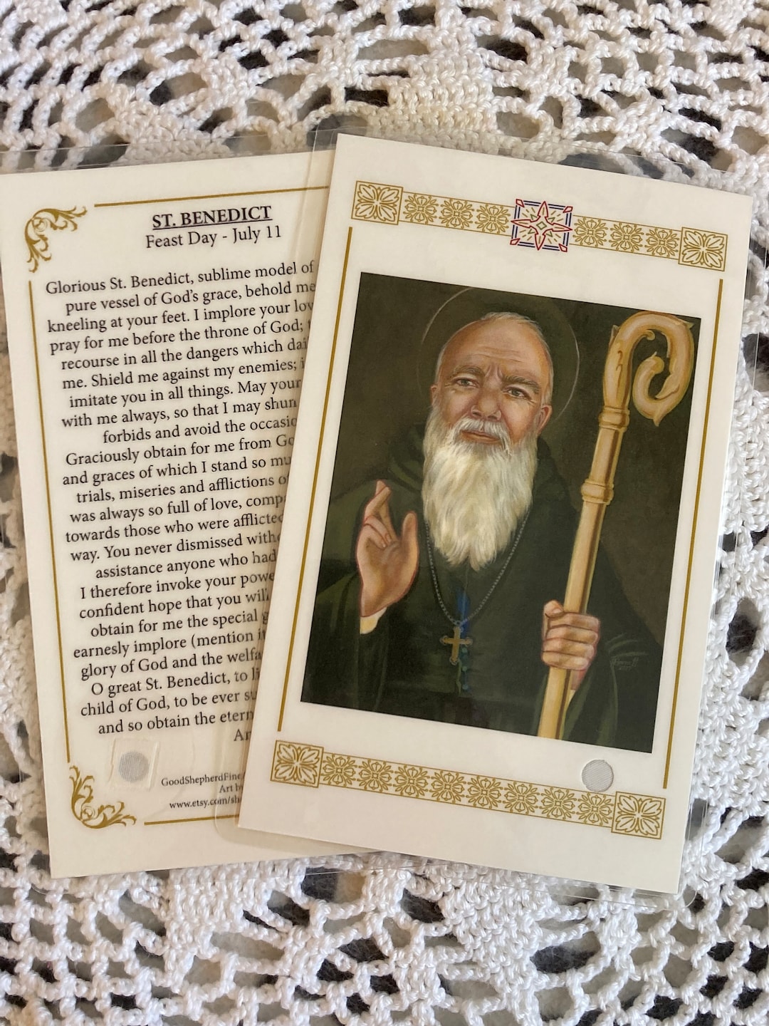 Saint Benedict of Nursia Laminated Holy Prayer Card Relic-card - Etsy