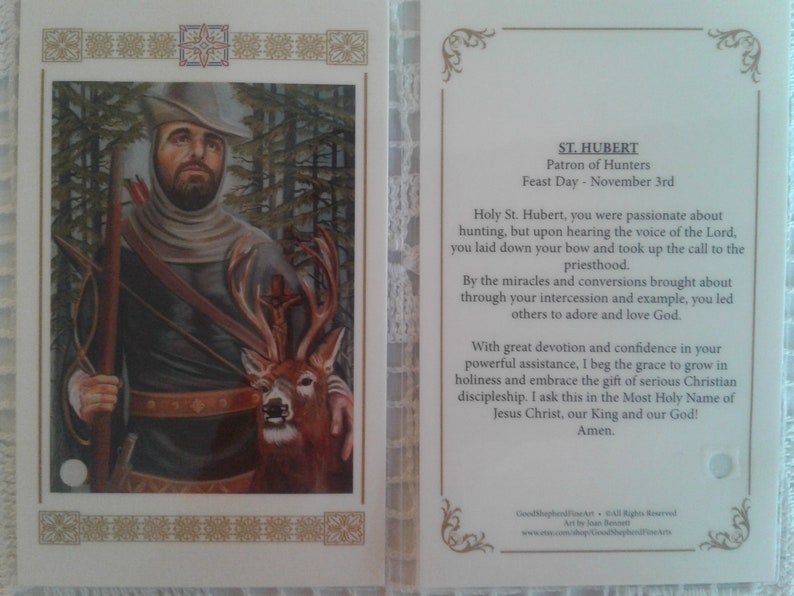 St Hubertus or Hubert Bishop Laminated Relic Holy-prayer | Etsy