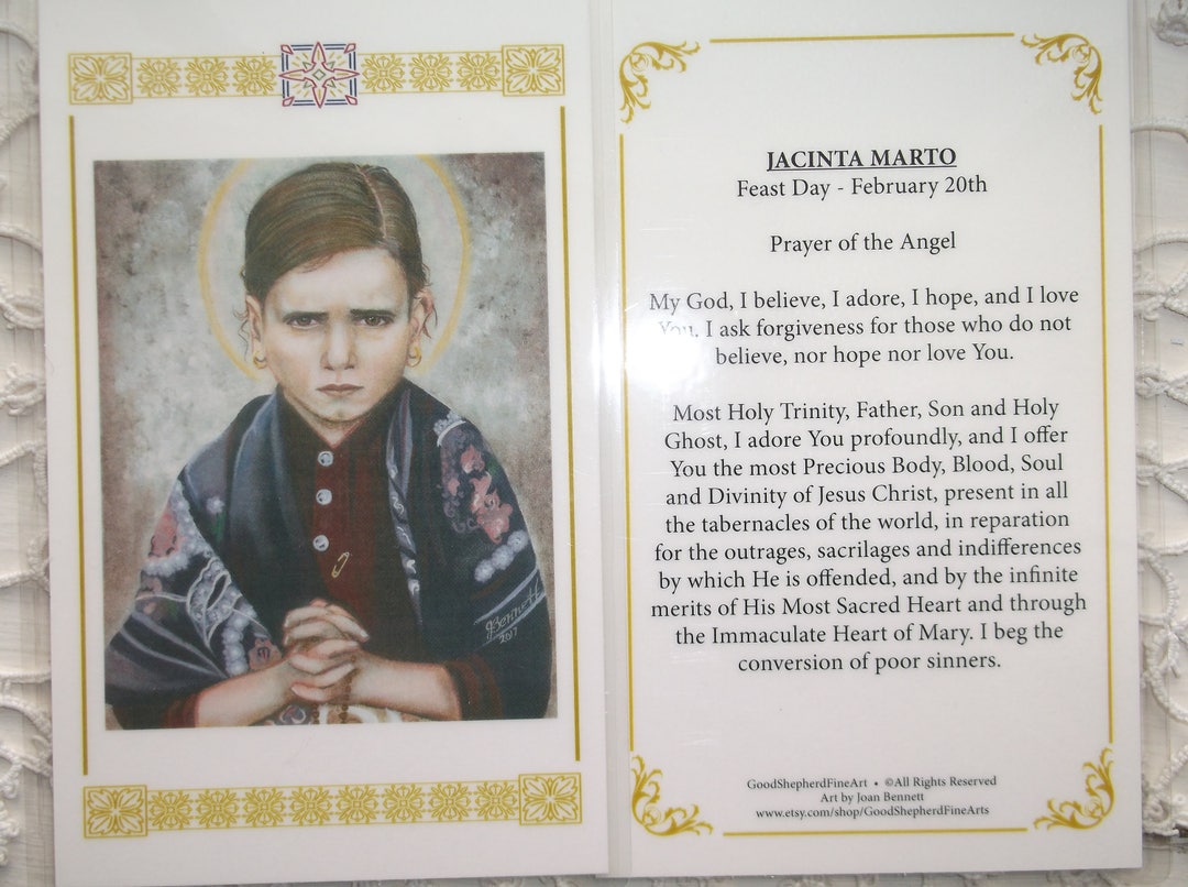 St. Jacinta Marto 3 5/8x5.5 Laminated Holy-prayer Card on Warm White ...