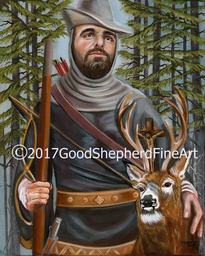 St Hubertus or Hubert apostle of the Ardennes Bishop 8x10 & 11x14 ...