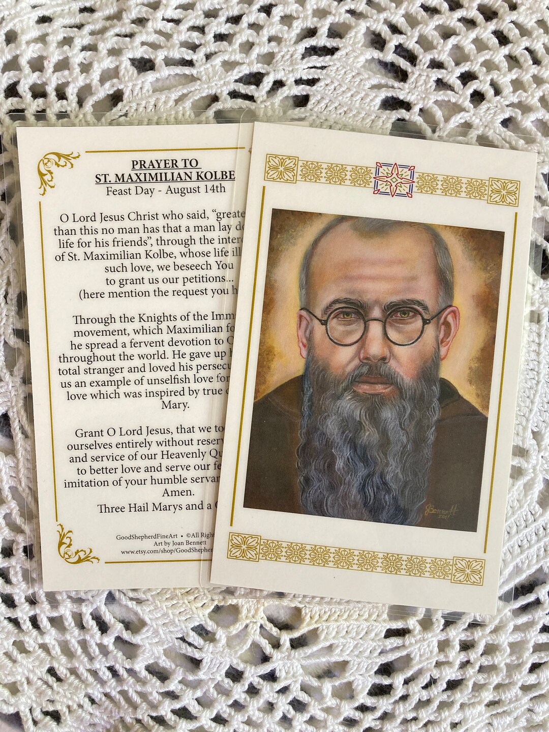 Saint Maximilian Kolbe Martyr, Priest Laminated Relic Cards or Prayer ...