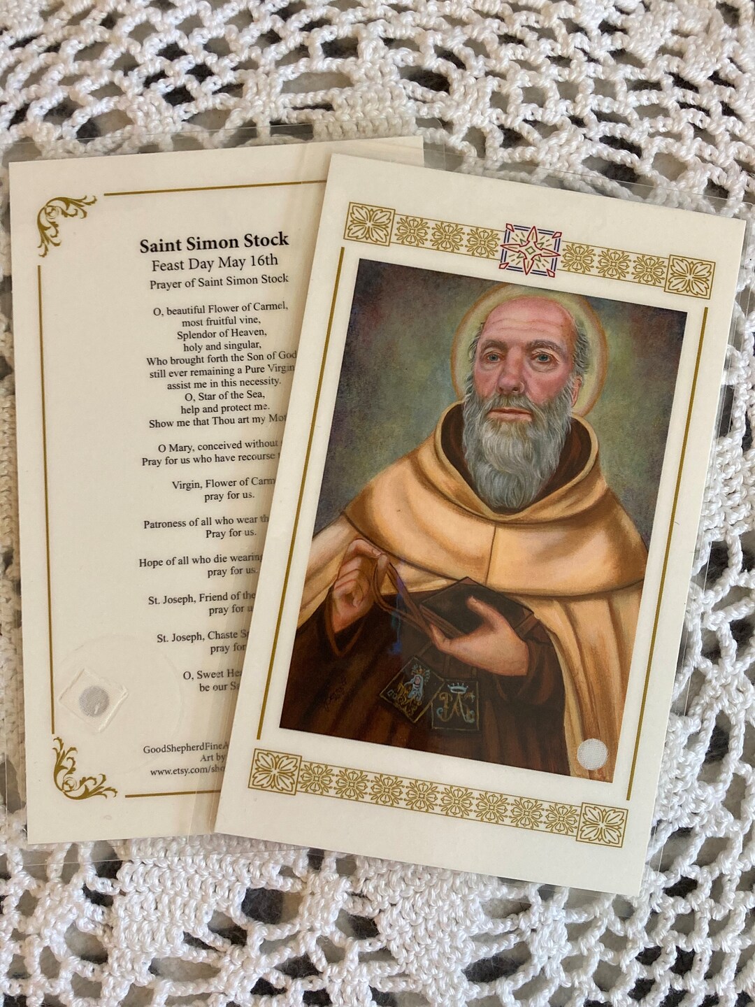 Saint Simon Stock Prayer Card Relic Card - Etsy