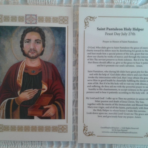 St Pantaleon Prayer Card - Etsy