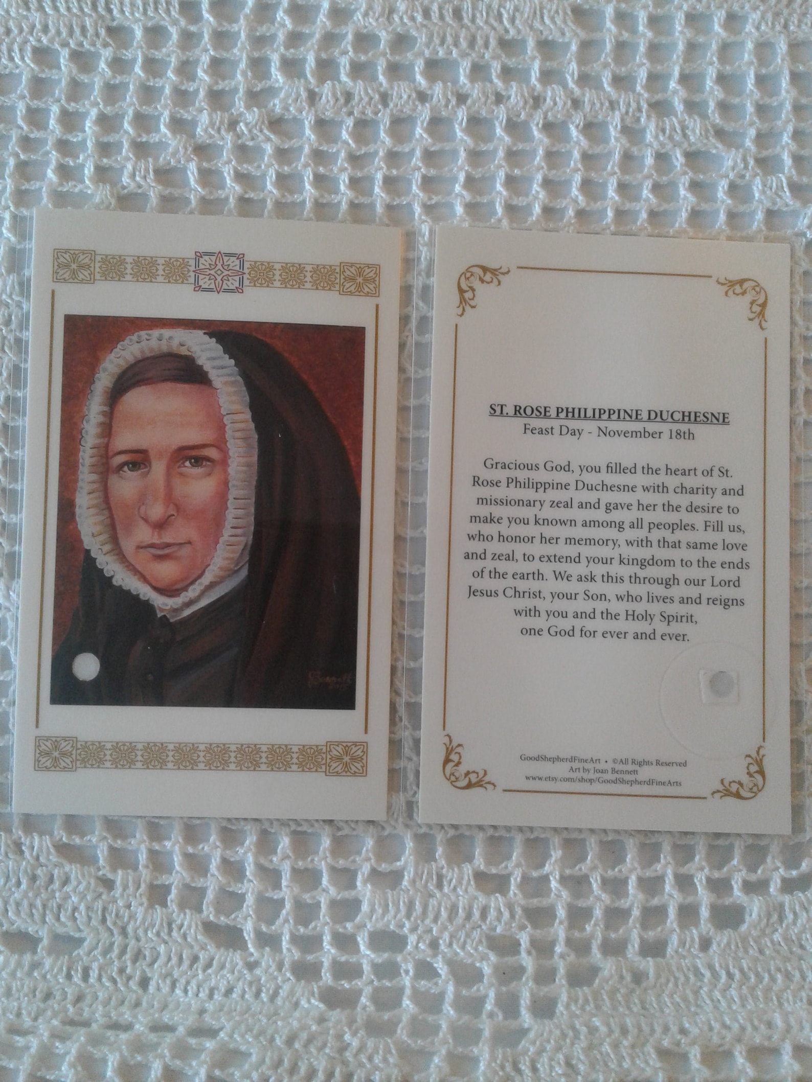 Saint Rose Philippine Duchesne Laminated Relic Holy-prayer | Etsy Ireland