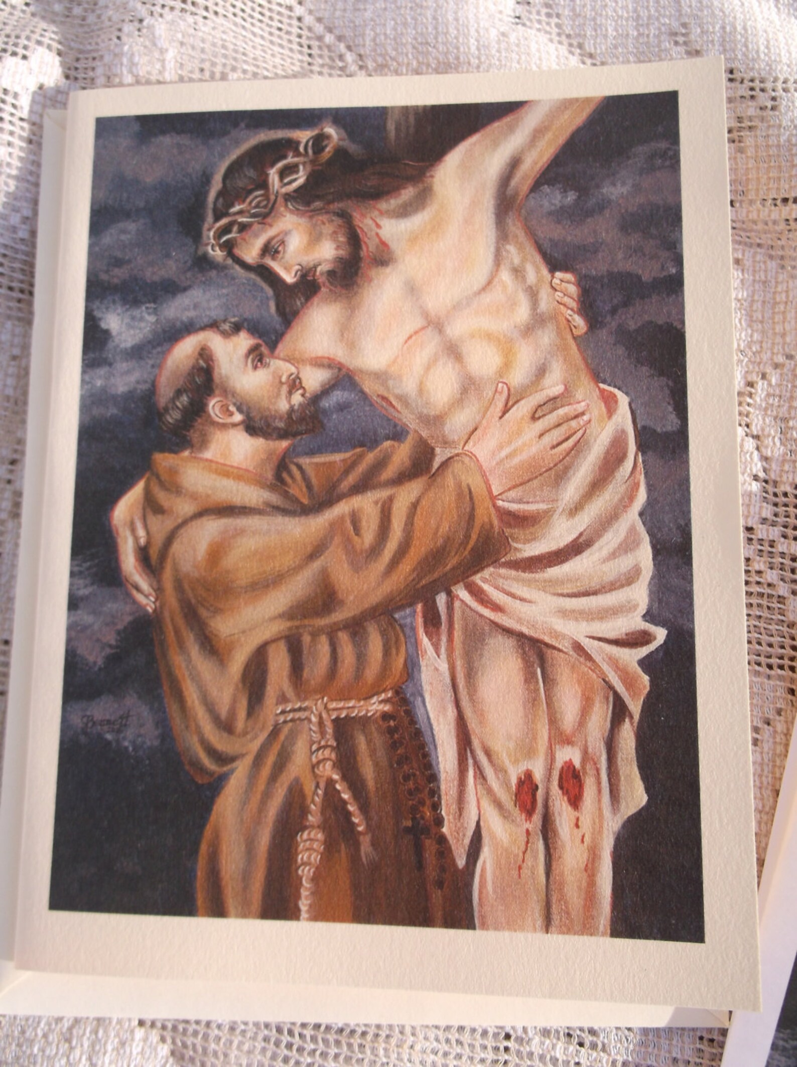 St. Francis of Assisi with Our Lord on the Cross Stationery | Etsy