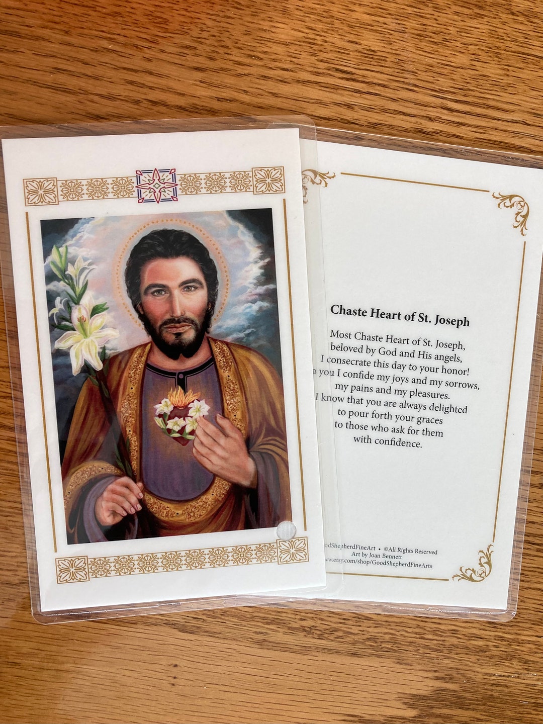 Chaste Heart of Saint Joseph Prayer Relic Card - Etsy