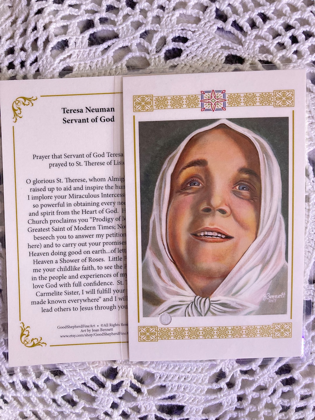 Sierva de Dios Teresa Neumann Tarjeta de Reliquia o Tarjeta de Oración ...