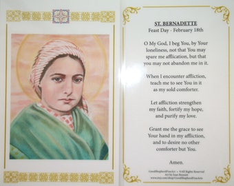 Bernadette Holy Card - Etsy