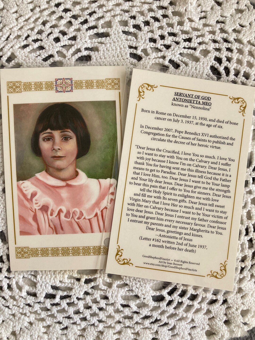 Venerable Antonietta Meo Laminated Relic Holy-prayer - Etsy