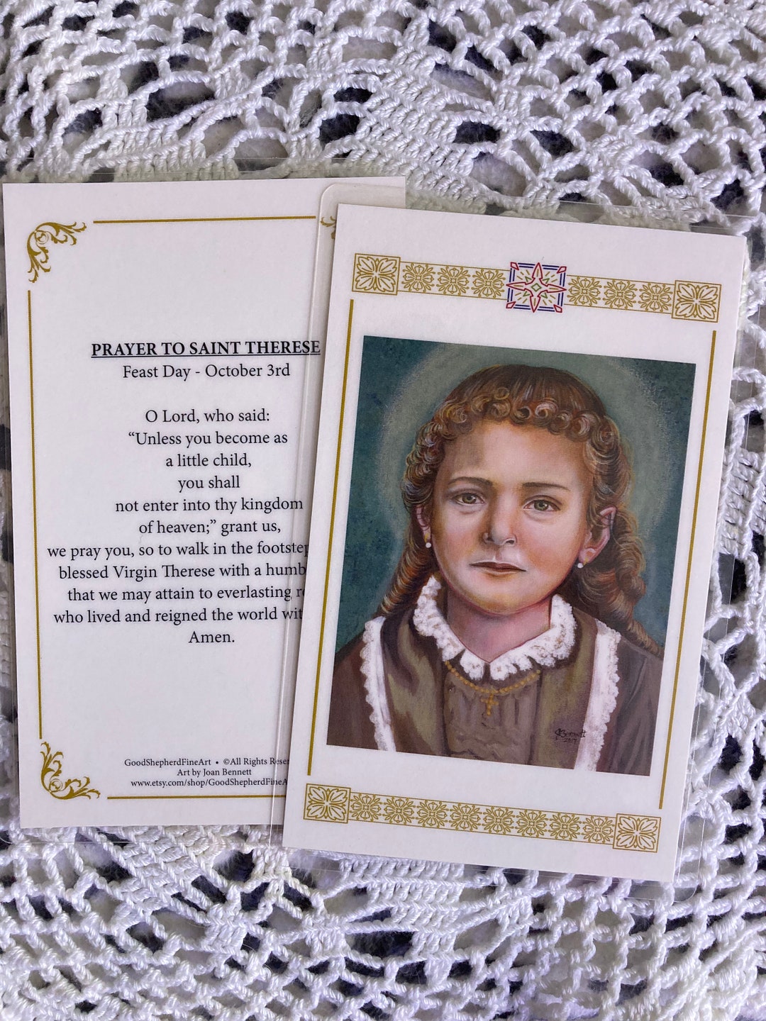 St. Therese at Age 8, Laminated, Relic Card or Prayer Card - Etsy