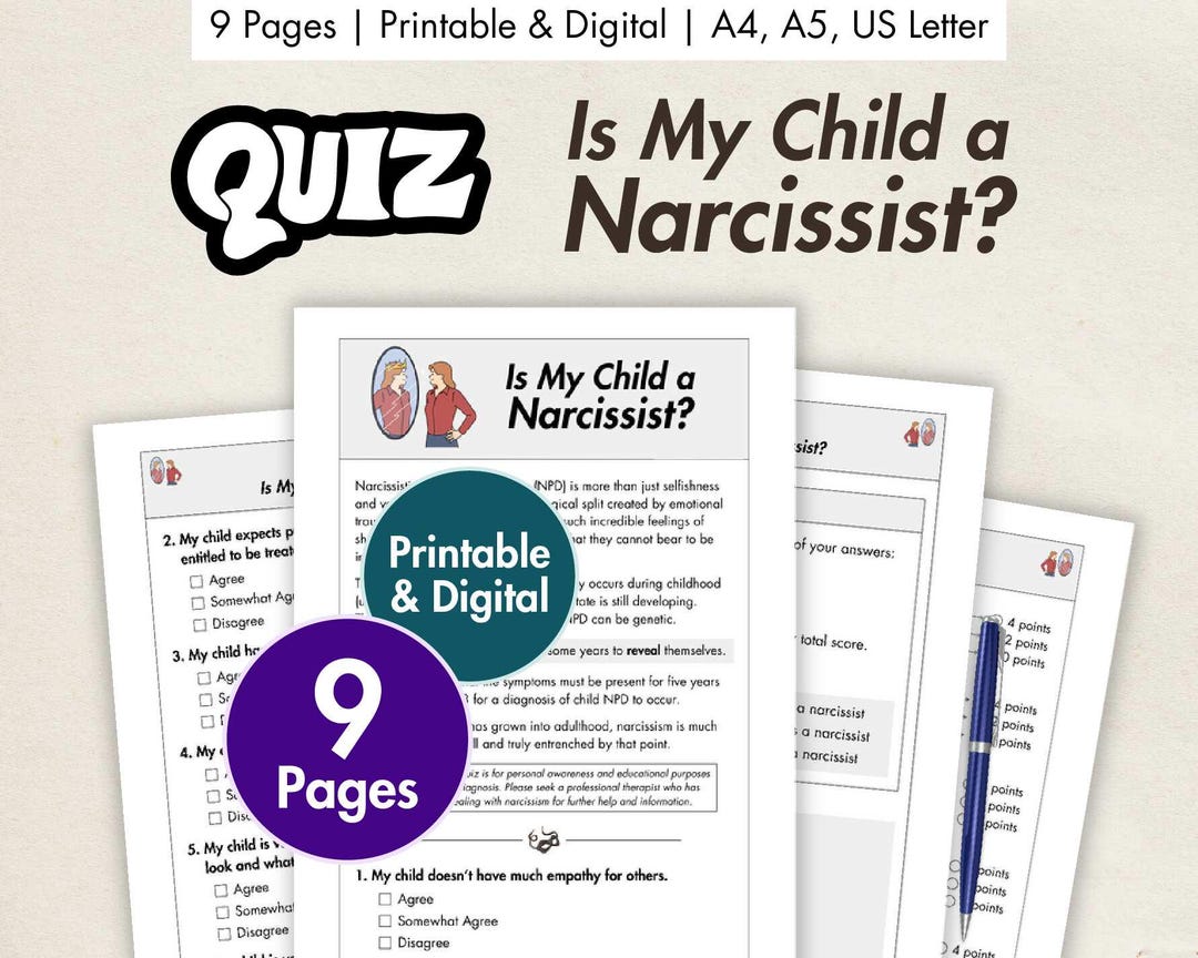 Narcissistic Child QUIZ Printable, Digital Abuse Recovery Healing Pages, Toxic Family Journal ...