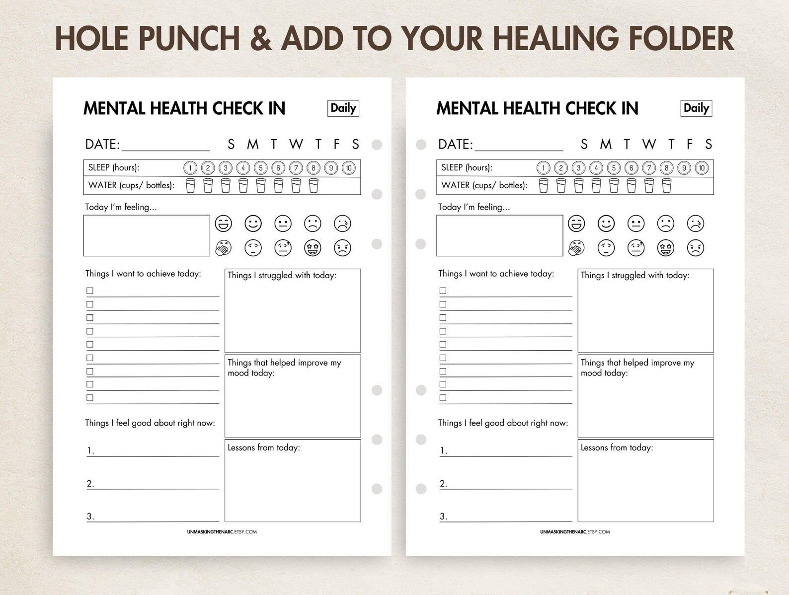 Mental Health Check in Printable, Digital Emotion Tracker, Toxic ...