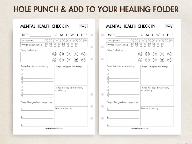 Mental Health Check in Printable, Digital Emotion Tracker, Toxic ...