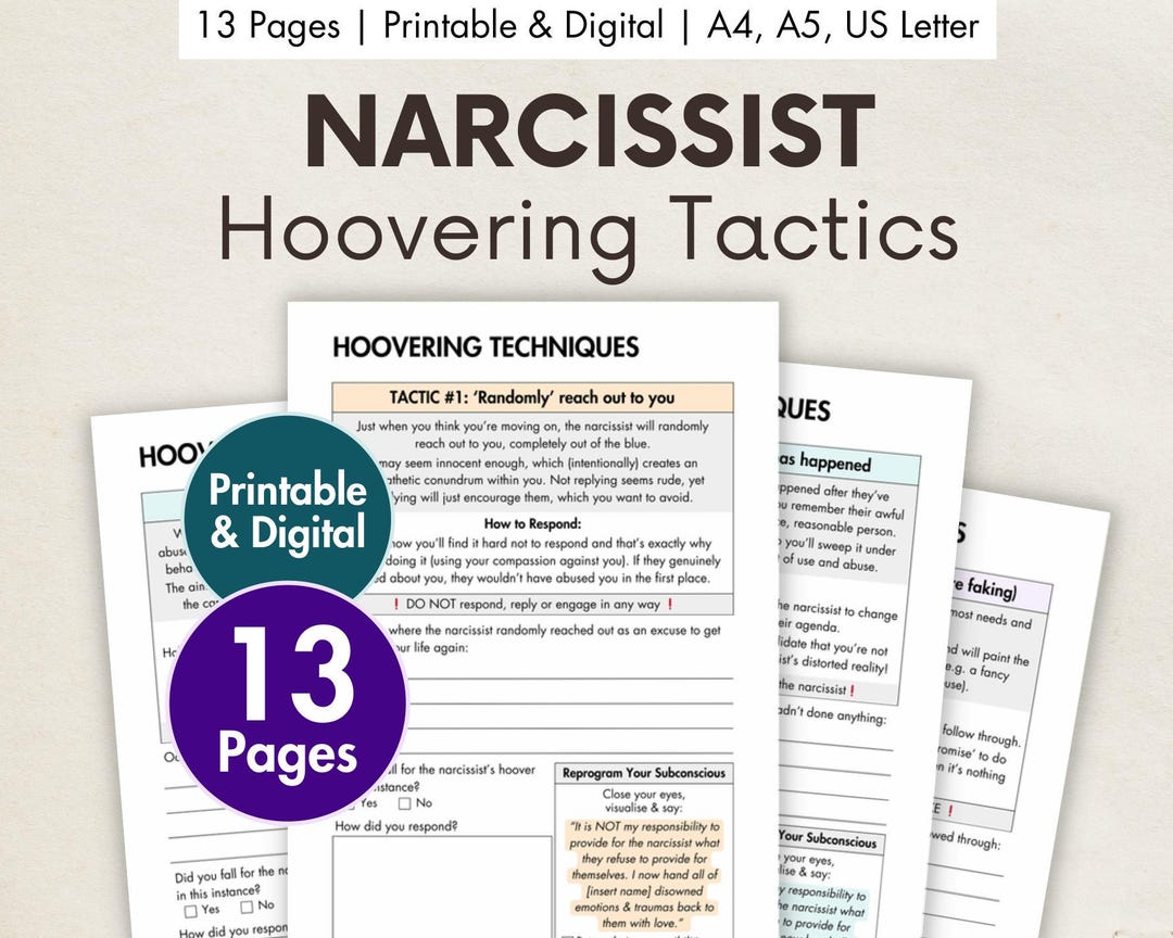 Narcissist Hoovering Tactics Printable, Digital Abuse Recovery Journal, Toxic Relationship ...