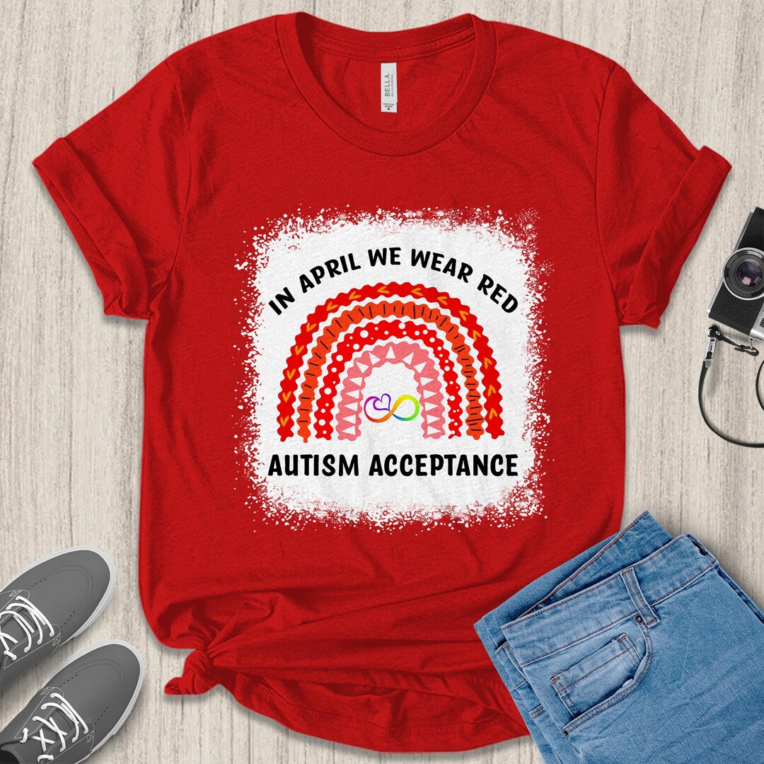 Autism Acceptance Shirt, Red Instead Autism Shirt, Autism Rainbow Red ...