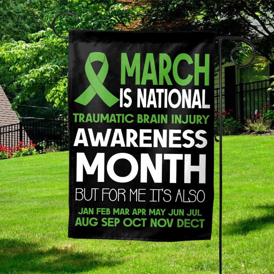 Traumatic Brain Injury Awareness Garden Flag, Double-sided Green Ribbon ...