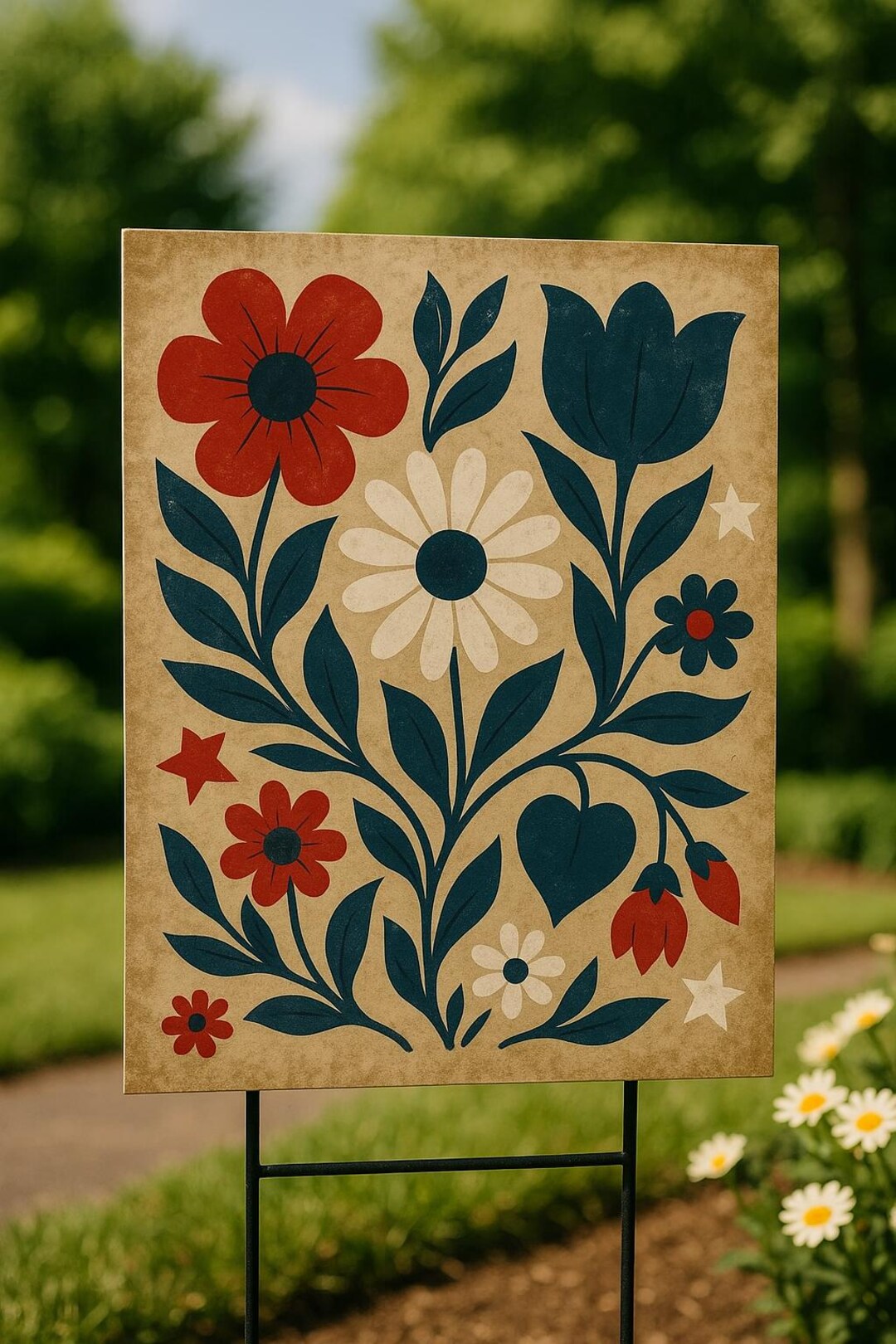 Subtle Anti‑maga Garden Sign – Foxglove Daisy Tulip FDT Outdoor Sign ...